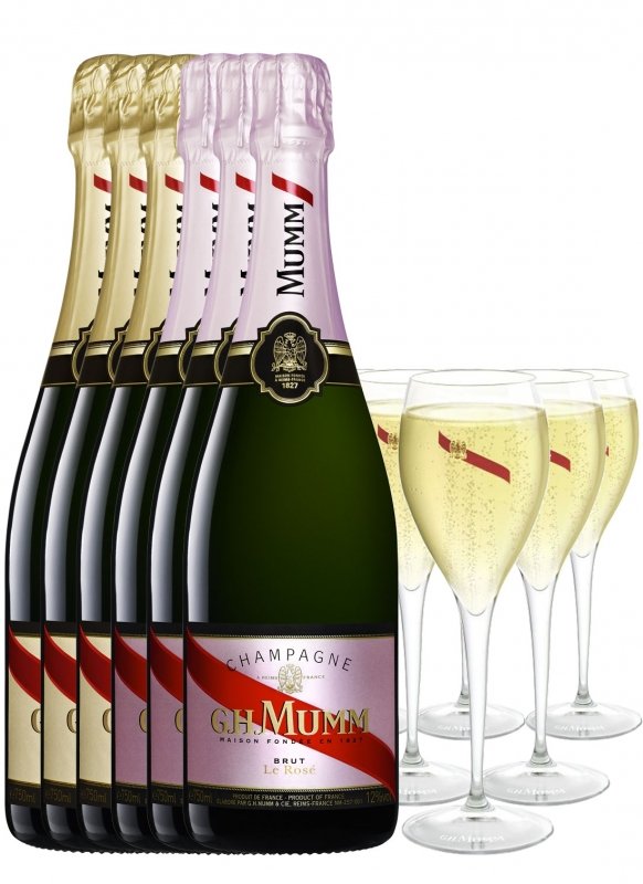 Champagne Mumm - Coffret Duo + 6 flûtes offertes - Bouteille 75CL ...